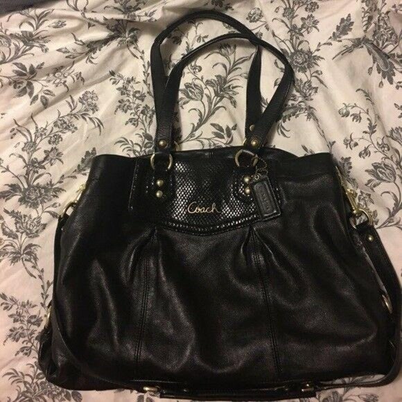 Coach | Bags | Coach Ashley Black Leather Python Bag Crossbody | Poshmark